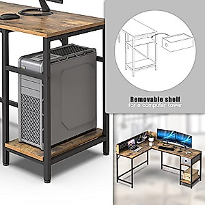 NSdirect Computer Desk,55" Home Office Desk with Bookshelf Industrial Study Writing Table with Space Saving Design Modern Simple Style Laptop Table (Rustic Brown)