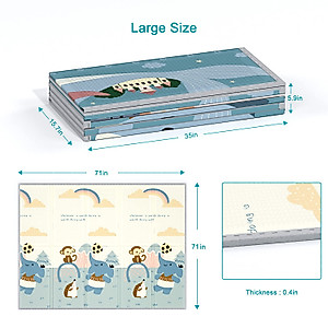 YOOVEE Foldable Baby Play Mat for Crawling, Extra Large Play Mat for Baby, Waterproof Non Toxic Anti-Slip Reversible Foam Playmat for Baby Toddlers Kids (Whale)