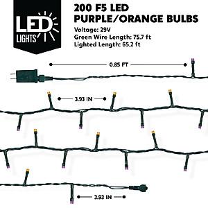 Joiedomi 300 LED Orange & Purple Halloween String Lights with 8 Modes 98.1FT Green Wire for Indoor Outdoor Holiday Décor Halloween Event Decoration, Tree, Eaves, Haunted House Theme Party