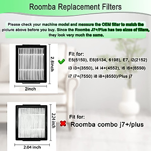 roomba i7 replacement parts for irobot Roomba i3 i3+ i4 i6 i6+ i7 i7+ i8 i8+/Plus E5 E6 E7 J7 I,E &J Series vacuum cleaners, 3 set of rubber brushes 10 filters 10 side brushes
