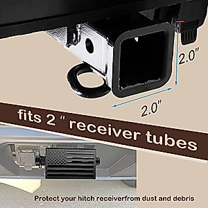 Trailer Hitch Cover Black American Flag Emblem Guard Locking Pin for 2" Inch Tow Rear Receivers Plug Covers Suitable for Trucks Cars SUV