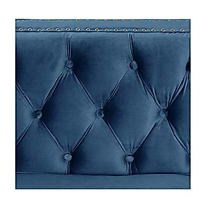 Morden Fort Sofas for Living Room, 85" Blue Chesterfield Sofa with Button Tufted & Nailhead Trim, Classic Velvet Upholstered Sofa for Office, Apartment, Home