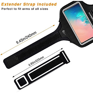 RUNBACH Armband for Samsung Galaxy S24/S23/S22/S21/S20/S10/S9/S8 up to 6.2", Water Resistant Running Exercise Gym Bag with Card Slot and Key Holder (Black)