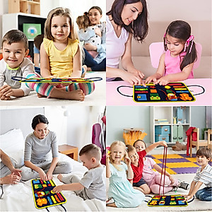 Rrwin Toddlers Busy Board for 1 2 3 4 Year Old Montessori Sensory Preschool Activities Educational Travel Toys Boys & Grils Gifts Learning Basic Dress Skills