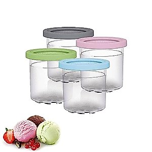 VRINO Creami Deluxe Pints, for Ninja Ice Cream Maker Cups,16 OZ Ice Cream Containers Pint Reusable,Leaf-Proof for NC301 NC300 NC299AM Series Ice Cream Maker