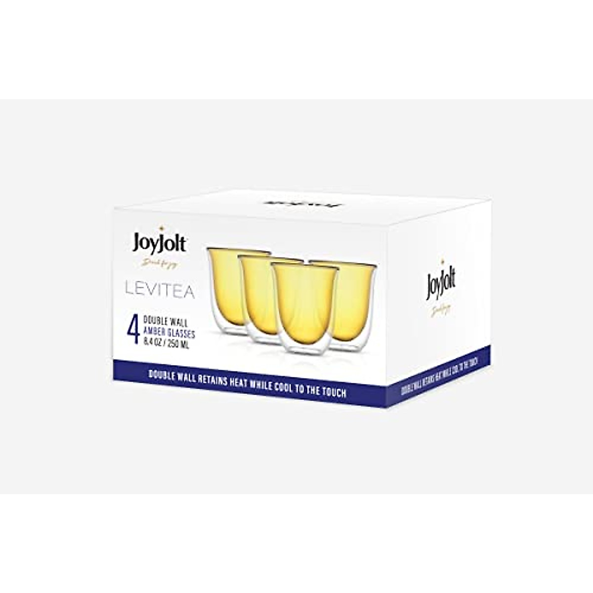 JoyJolt Glass Thermal Glass – 4pcs Borosilicate Glass Cup Set - Double Wall Glass Latte Mug - Ice Coffee Glass Cups for Hot and Cold Drinks – Durable and Dishwasher-Safe Glass Cup Double Wall – 8.4oz