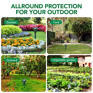 Mole Repeller Solar Powered 2 Pack, Waterproof Motion Detection LED Flash Light, Raccoon Deterrent, Gopher Control Ultrasonic Solar Powered for Yard Garden Lawns Get Rid of Mole, Vole