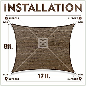 ColourTree 8' x 12' Brown Rectangle Sun Shade Sail Canopy Awning Shelter Fabric Cloth Screen - UV Block UV Resistant Heavy Duty Commercial Grade - Outdoor Patio Carport - (We Make Custom Size)