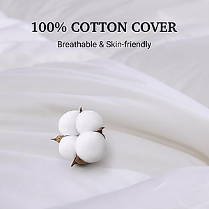 Hotel Grand 5 inch Extra Thick White Down Feather Mattress Topper Queen Size, Luxury 233 Thread Count 100% Cotton Pillowtop Featherbed Hotel Collection Mattree Topper 60x80 inch