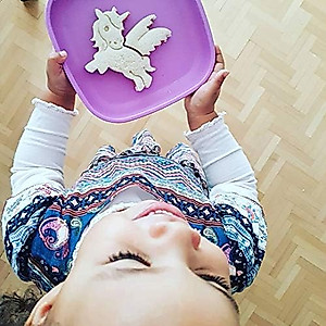 Re-Play Made in USA Toddler Dinnerware Set - 10 oz. Open Cup, 7" Flat Plate, 12 Oz. Bowl, Rounded Tip Fork and Deep Scoop Spoon - Dishwasher/Microwave Safe Plastic Dinnerware Set - Purple