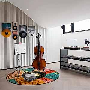 CD Shape Area Rug Teen Boys Carpet, Music Compact Disc Design and Shape for Musical Room, TV Room, Video Room, Movie Room, Boys Girls Bedroom Playroom, Living Room (5’4" / 63" / 160cm Dia)