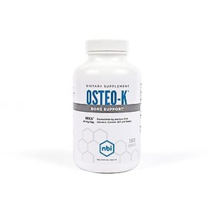 NBI Osteo-K Bone Support | Vitamin D & K Complex with Calcium Citrate Supplement | 45mg Vitamin K2 (MK4) for Strong Bone Health & Function | 180ct Veggie Capsules