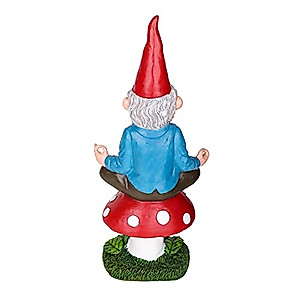 gn’OMs Garden Gnomes Statue Yoga Garden Gnome Meditating Lotus Pose on Mushroom, Outdoor Decoration for Patio Yard Lawn Porch Garden Ornament