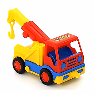 Wader Basics Tow Truck Toy For Kids with Noise-Canceling Rubber Tires & with Working Winch