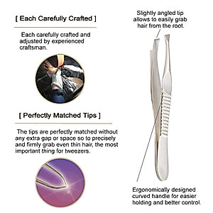 Generic Eyebrow Tweezers [ Made in Japan ] Professional Hande Made Sharp Tweezers with Angled Tip for Men and Women SK-3 SK-3