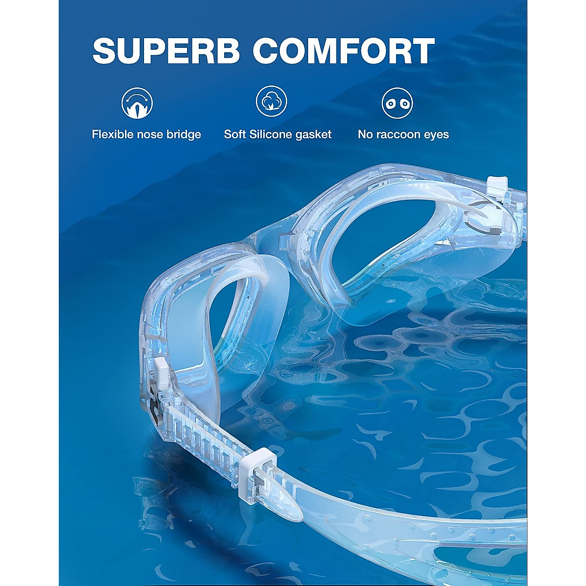 ZIONOR Swim Goggles, G1 SE Swimming Goggles Anti-fog for Adult Men Women