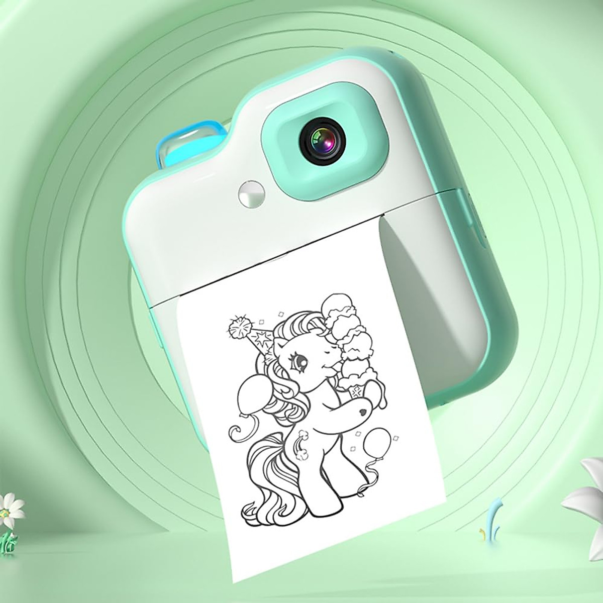 HXBER Mini Printer, Kids Camera Instant Thermal Printer 2.4 Inch Screen Photo Printer 48MP Rear Camera with RGB Light Support Timer Shooting Video Recording Thermal Inkless Printing with 3 Rolls