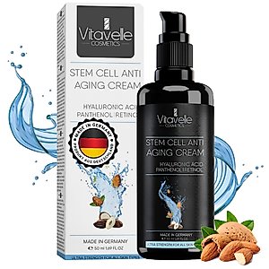 VITAVELLE Stem Cell Face Cream - Hyaluronic Acid, Shea Butter & Jojoba - Anti-Wrinkle, Hydrating Moisturizer for Smooth Skin