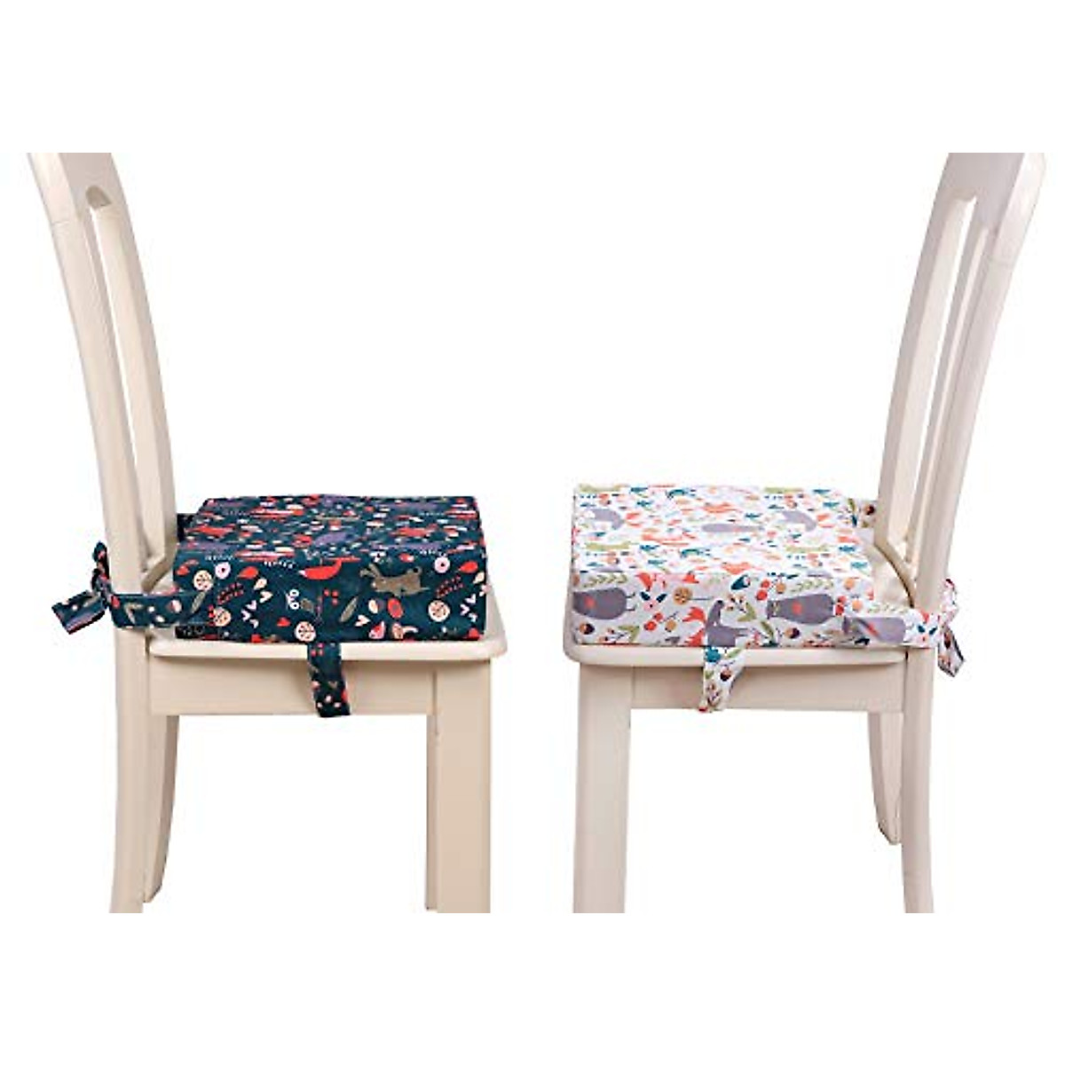 Mornenjoy Toddler Booster Seat Cushion for Dining Table,Chair Increasing Cushion for Children,Highchair Booster Cushion Washable Cloth Square Kids Seat Cushion with Straps (Unicorn Blue)