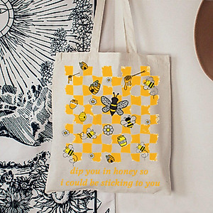 BLUPARK Singer Inspired Tote Bag Daylight Lyrics Tote Bag Singer Song Album Merch Singer Music Gift Reusable Canvas Tote Bag (Dip you in honey tote)