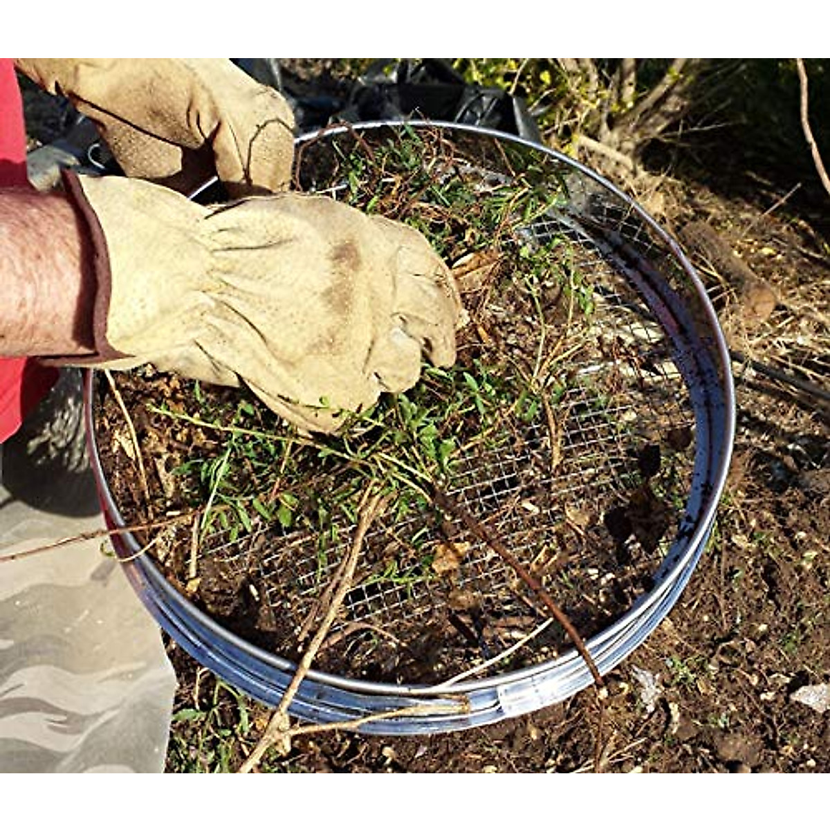 Practicool Garden Potting Mesh Sieve - Sifting Pan - Stainless Steel Riddle - Mix Soil Filter - with 4 Interchangeable Mesh Sizes - 3, 6 , 9, 12mm