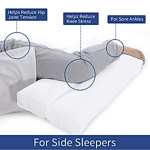 HOMBYS Knee Pillow for Side Sleepers,Down Alternative Between Leg Pillow for Sleeping,Under Knee Pillow for Sleeping on Back,Spine Alignment, Lower Back Pain Relief,Pregnancy Support,4 inch