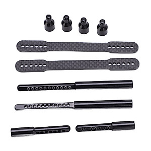 RC Car Body Post Mounts, Carbon Fiber + Aluminum Alloy RC Car Front and Rear Shell Column Kit Compatible for AXIAL SCX10 90046 90047