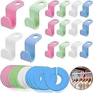 60PCS Clothes Hanger Connector Hooks, Cascading Clothes Hangers for Heavy Duty Space Saving Cascading Connection Hooks with 20 Pieces Clothing Size Dividers Hangers Closet Dividers for Clothes Closet