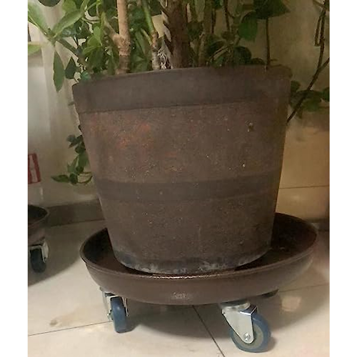 SKAFORZ Plant Caddy 18 Inches,Black Heavy Duty Metal Plant Stand with Lockable Wheels, Support 800 Lbs(8 Wheels) Plants Indoor Outdoor Flowerpot Tray on Casters to Carry Potted Flower Pot