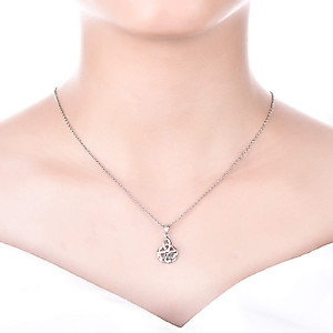 JO WISDOM 925 Sterling Silver Irish Celtic Heart Claddagh Pendant Necklace with Emeral Birthstones