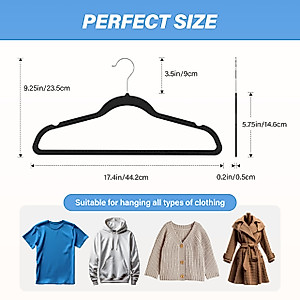 YSSOA Velvet Hangers 60 Pack, Non-Slip Clothes Hangers with Shoulder Notches, 360° Swivel Hooks, Heavy Duty Standard Hangers for Closet Space Saving, Black
