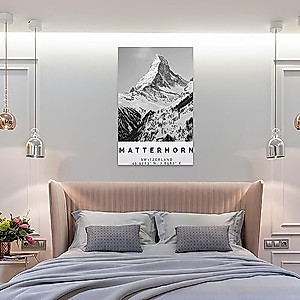 Matterhorn Poster Black And White Photo, Matterhorn Wall Art, Matterhorn Travel Poster, Matterhorn P Canvas Art Poster And Wall Art Picture Print Modern Family Bedroom Decor Posters 16x24inch(40x60cm)