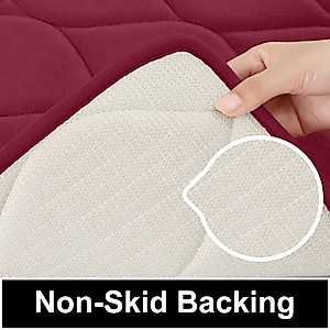 Colorxy Memory Foam Bathroom Rugs, Ultra Soft & Non-Slip Bath Mat, Water Absorbent and Machine Washable Bath Carpet Rug for Shower Bathroom Floor Rugs, 24''x16'', Burgundy