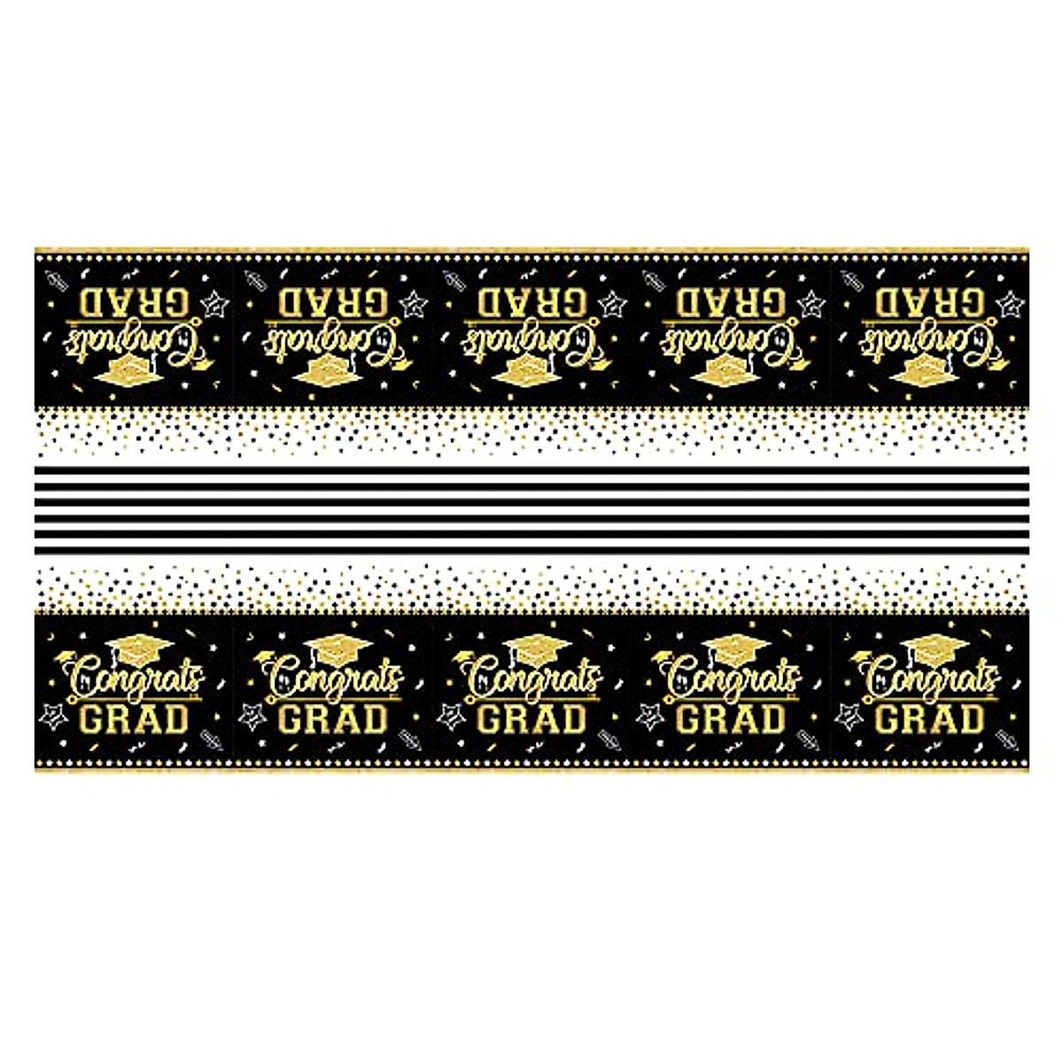 Ygdvlog Graduation Decorations Graduation Tablecloth 2PCS Class of 2023 Congrats Grad Black Graduation Party Tablecover Decorations Party Supplies Large Size Plastic 54"x108"(Black & Gold)