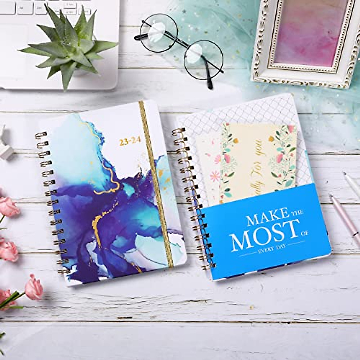 2023-2024 Planner - Academic Planner 2023-2024, July 2023 to June 2024, Weekly and Monthly Planner 2023-2024, 8.4" x 6.3", Hardcover with Back Pocket + Thick Paper + Twin-Wire Binding - Waterink