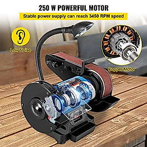 Happybuy 2 IN 1 2inch Belt Grinder for Knife Making 6inch 3450rpm per min Belt and Disc Bench Sander 90 Degree Belt Holder with Sturdy Base and LED Working Lamp