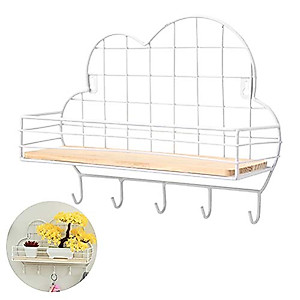STOBOK Hanging Storage Shelves Cloud Shape Wall Hanging Storage Rack, Metal Wall Mount Organiser Floating Shelves Wall Mount Organiser Cloud Shelves Display Rack for Home Decor White