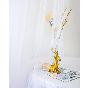 White Tulle Backdrop Curtain Sheer Backdrop Curtains for Parties Wedding White Backdrop Curtain for Birthday Baby Shower Photos Background Drape 10ft x 8ft, 2 Panels 5ft x 8ft