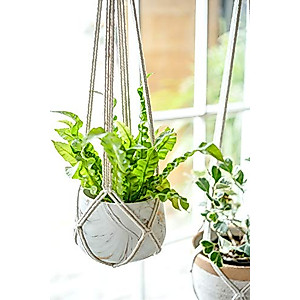 Dahey Macrame Plant Hanger Indoor Hanging Planter Basket Handmade Woven Cotton Rope Flower Pot Decorative Crochet Plant Holder Stand for Boho Home Decor No Tassels,35 Inch,Set of 2