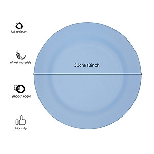 4 Pack 13 Inch Extra large Size Dinner Plate Sets, Delicious Pasta Plates, Unbreakable Dishes, Lightweight Salad Dinnerware, Reusable Dessert Tableware (33cm Beige)