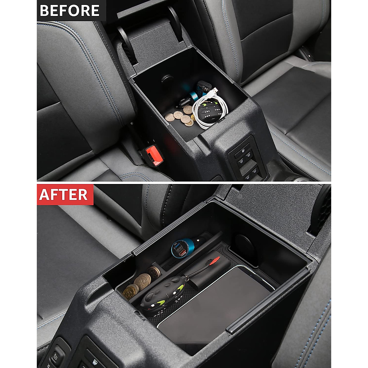 Ecarzo Center Console Organizer for 2021 2022 2023 2024 Ford Bronco Console Tray Storage Box Accessories Upgrade