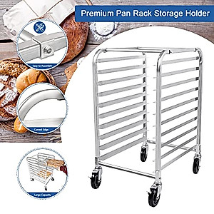 HARDURA Sheet Pan Rack,10 Tier Bun Pan Rack Commercial Bakery Rack with Wheels, Aluminum Racking NSF Listed Cooling Trolley for Kitchen, 20"x26"x38"H