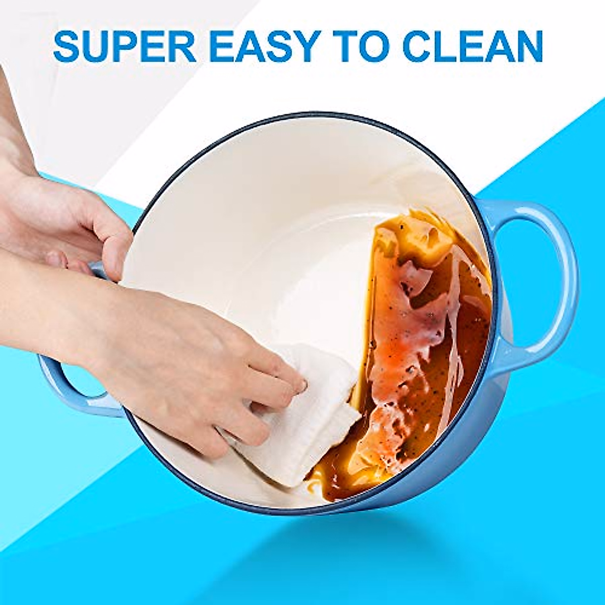 MICHELANGELO Dutch Oven, Enamel Cast Iron Dutch Oven With Lid, 4Qt Cast Iron Dutch Oven Pot, Enameled Dutch Oven 4 Quart With Silicone Handles & Mat, Blue