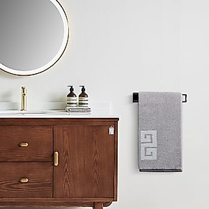 NearMoon Hand Towel Holder/Towel Ring Strong Hold Self Adhesive Bathroom Towel Bar, Thicken Stainless Steel Towel Rack- Sticky Towel Hanger, Contemporary Style, NO Drilling (Matte Black)