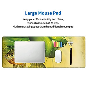 Fish Fishing Lily Pads Lake Bluegill Panfish Underwater Mouse Pads,31.5 X 12 Inch XXXL Mat Rubber Base Pad Sets Oversized Mousepad Desk Mat for Gaming