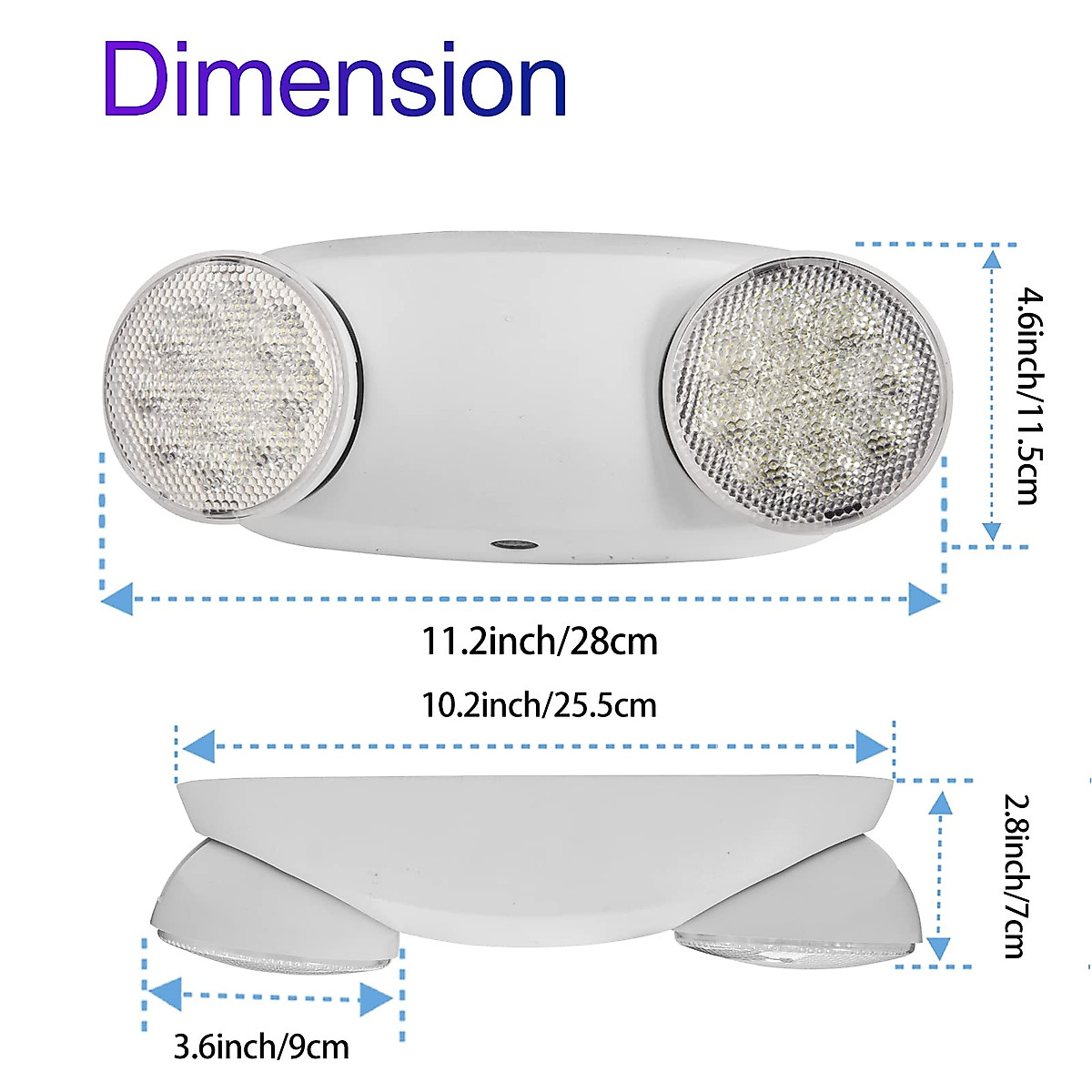 GZRUIYANG Emergency Lights with Battery Backup, 2 Pack Emergency Light, LED Commercial Emergency Lights, UL Listed, AC 120/277V, Hardwired Emergency Exit Light Fixtures for Business - (White)