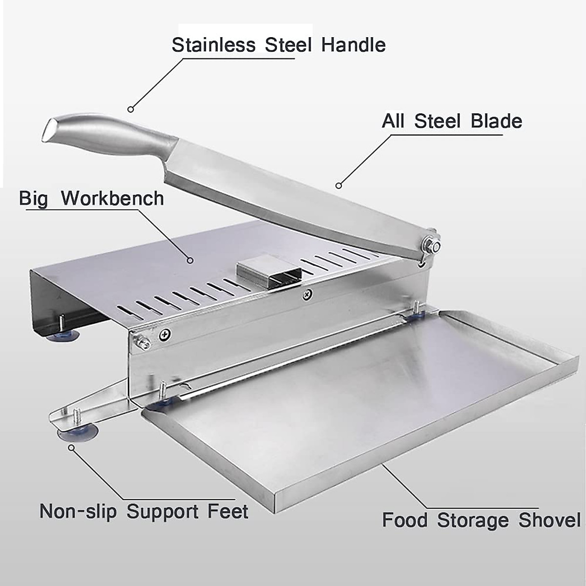 NICCOO Manual Meat Cutter Machine Biltong Slicer Rib Chicken Cutting Machine Chinese Medicine Beef Jerky Slicer Stainless Sliver ZGD-PQPQ-001@TPUSEK06 0