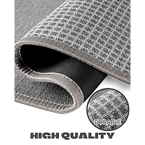 Hargiis Kitchen Mat 2PCS, Rubber Non-Skid Kitchen Rugs Washable, Absorbent Runner Mat for Floor, Machine Washable Mats for in Front of Sink, Door, Laundry, Entrance, Home (Grey, 47"×17"+32"×17")
