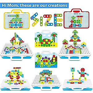 Parhlen Educational Toys Building Blocks, 244 Pieces Electric Screwdriver DIY Building Toys for Boys and Girls, Educational Construction Building kit for Kids Ages 4 5 6 7 8 9 10 Year Old