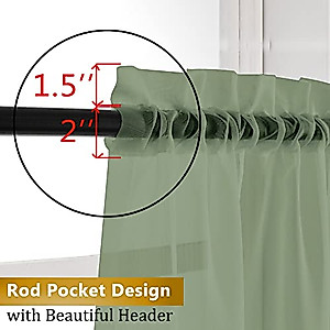 Aiyufeng Sheer Bedroom Curtains 2 Panel Sets 84" Inch Length - Transparent Light Weight Soft Sage Window Treatment Panels for Study Room/Living Room/Guest Room, Per Panel W40 X L84 inches